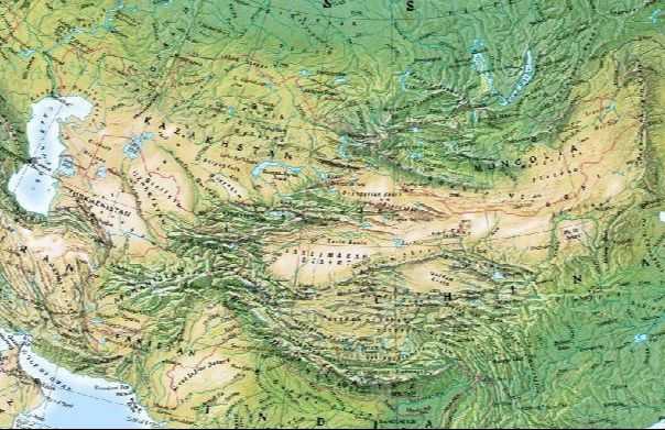 Pamir Mountains Physical Map